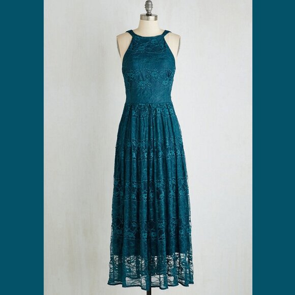 Modcloth | Dresses | Modcloth Coconinno Dress Size Large Dark Teal Lace ...